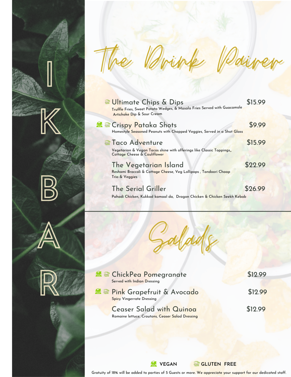 Food Menu - IK BAR